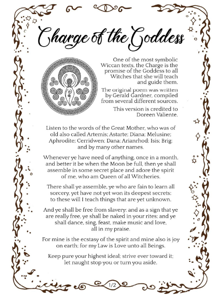 Charge of The Goddess Poem by Doreen Valiente Spells8 | PDF