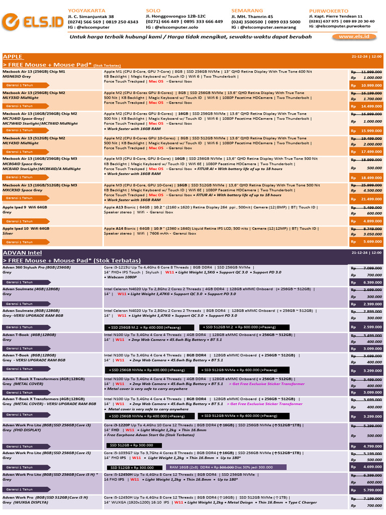 ELS 21 Desember 2024 | PDF | Computing | Consumer Electronics