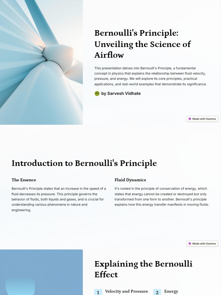 Bernoullis Principle Unveiling The Science of Airflow | PDF | Pressure ...