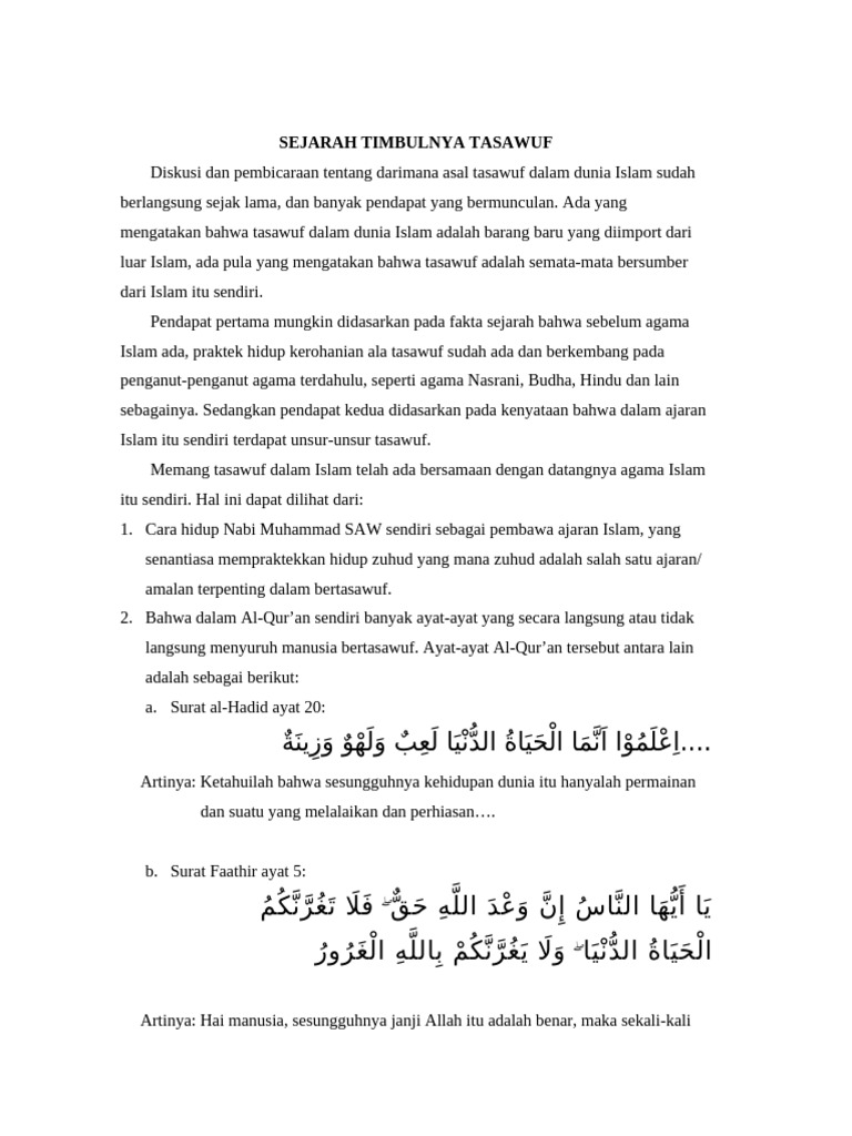 Sejarah Timbulnya Tasawuf | PDF
