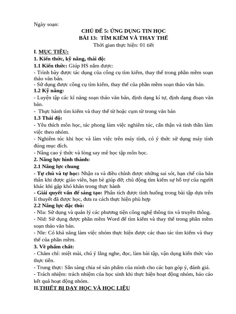 BÀI 13-TÌM KIẾM VÀ THAY THẾ | PDF