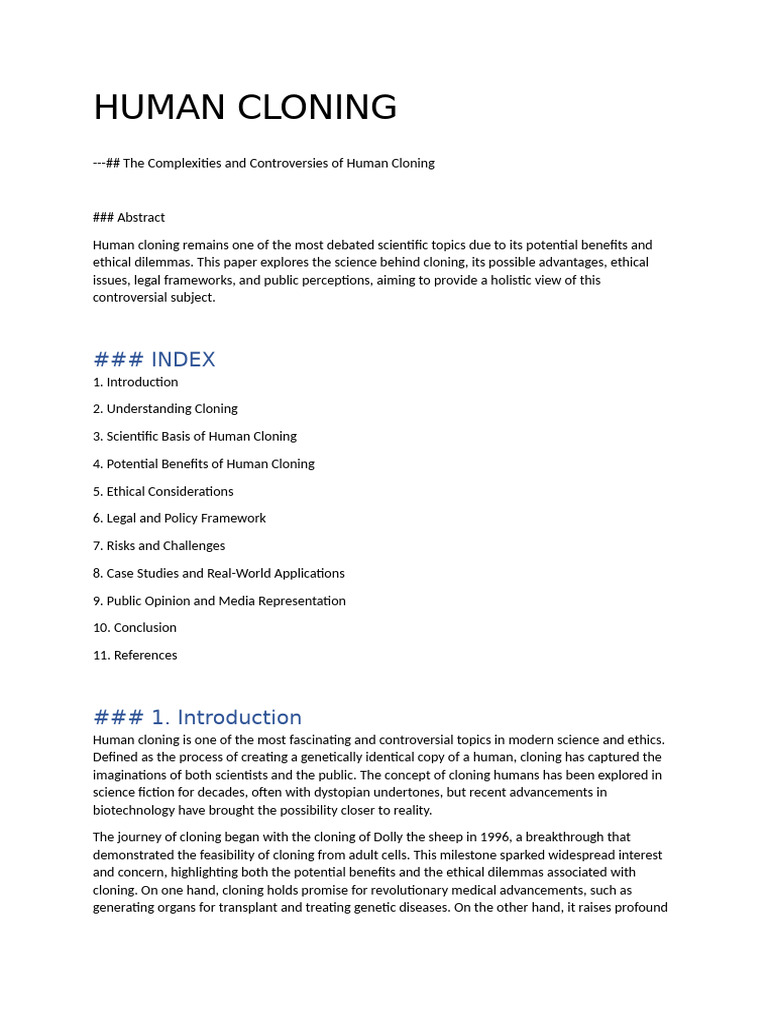 Human Cloning | PDF | Cloning | Biological Processes