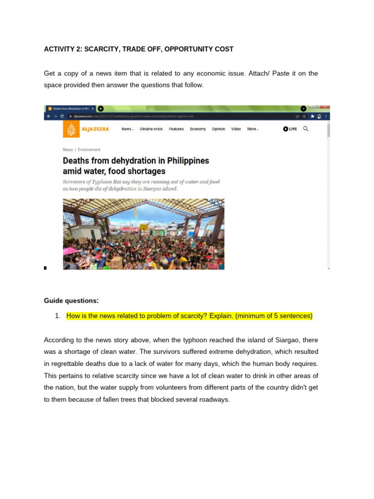 Scarcity and Opportunity Cost in Economics | PDF