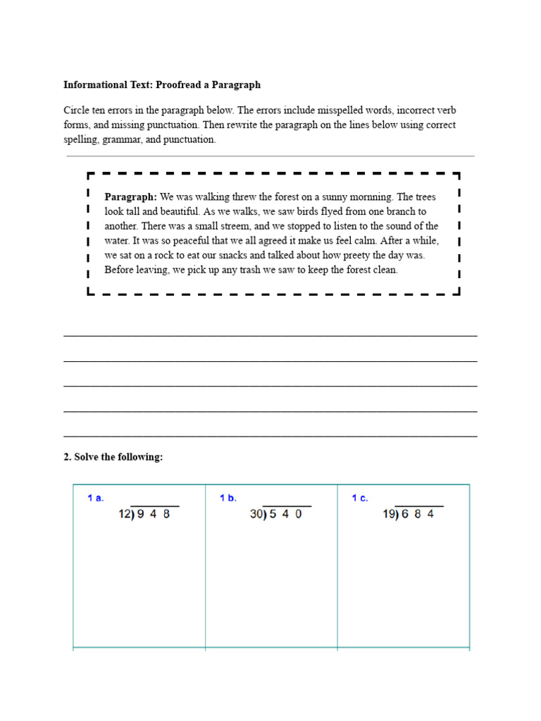 Proofread a Paragraph | PDF