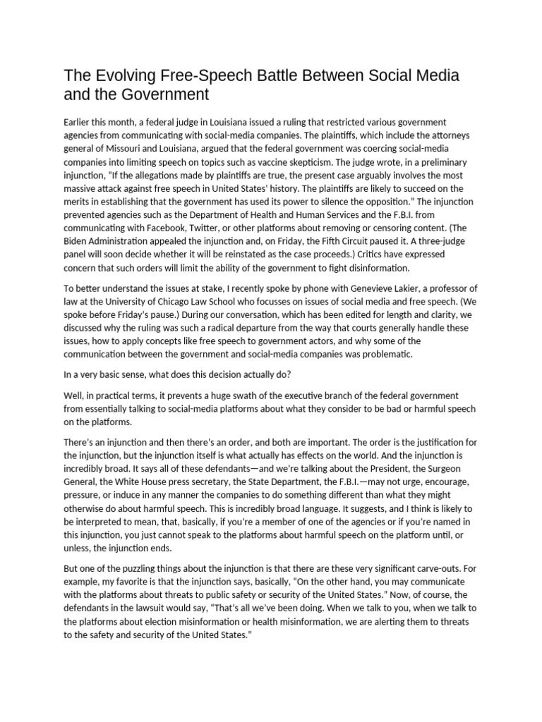 Social Media and free speech | PDF | Freedom Of Speech | Social Media