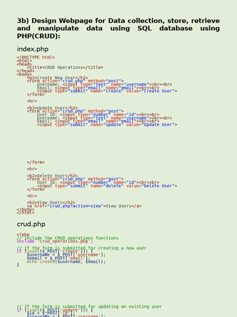 3b) Database Connection - CRUD | PDF | Sql | Databases 3b) Database Connection - CRUD | PDF | Sql | Databases