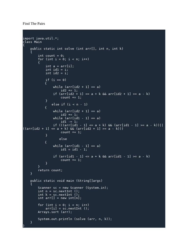 Find The Pairs | PDF | Computer Programming | Software Engineering