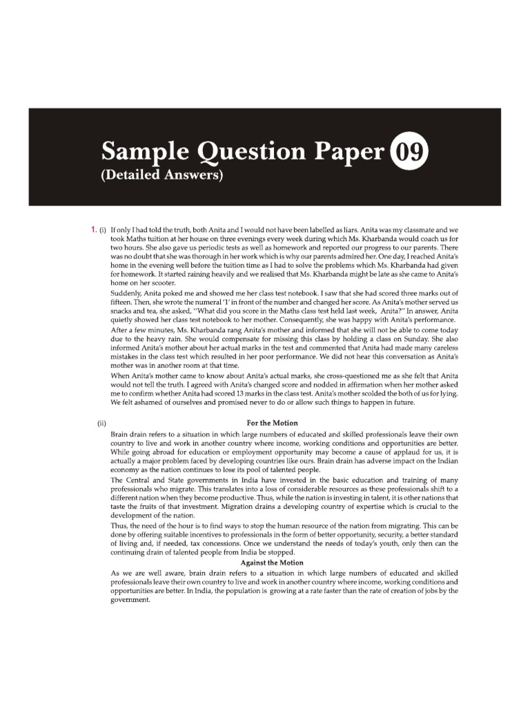 ICSE English Language Class 10 Sample Paper 9 | PDF