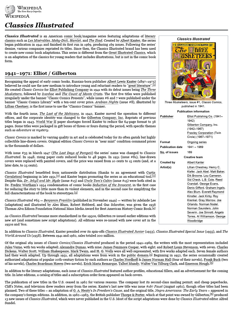 Classics Illustrated: A Comic Legacy | PDF | Comics Industry | Cartooning