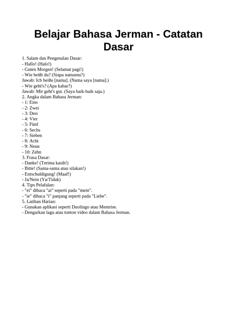 Belajar Bahasa Jerman | PDF