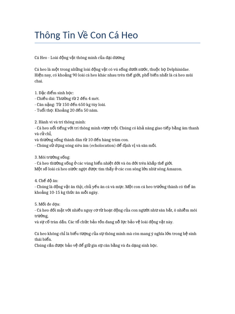 Thong Tin Ve Co Ca Heo | PDF