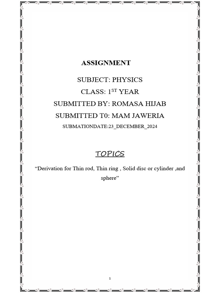 ASSIGNMENT PHYSICS | PDF | Sphere | Area