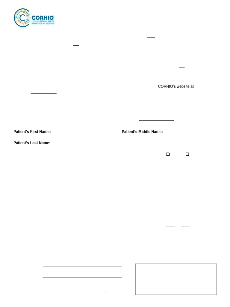 CORHIO HIE Opt-Out Request Form | PDF | Health Care | Social Programs