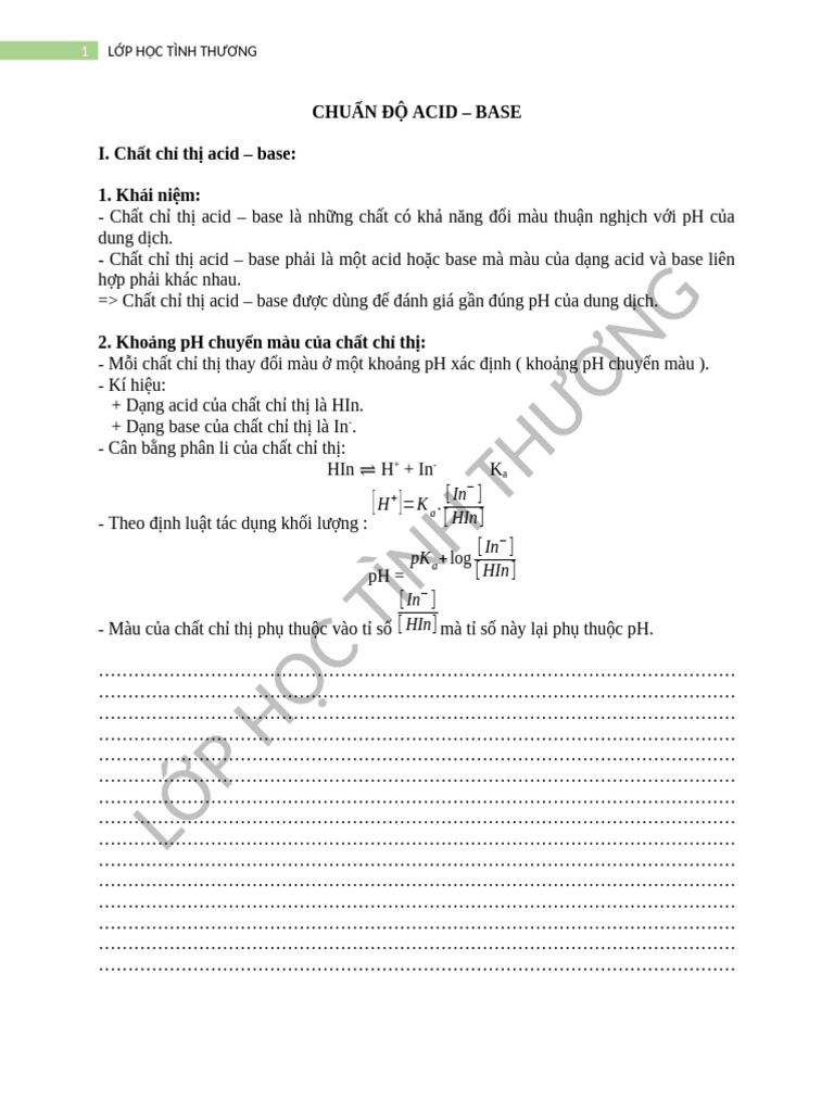 CHUẨN ĐỘ ACID - BASE | PDF