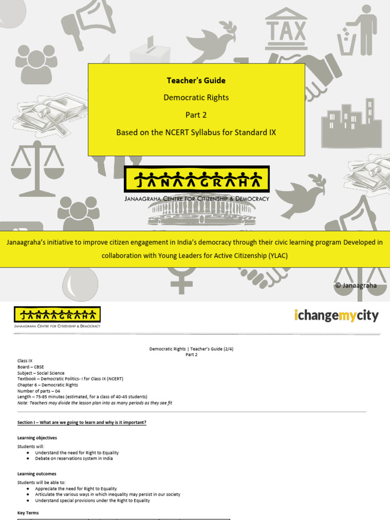 Teacher's Guide: Democratic Rights IX | PDF | Citizenship | Social Equality