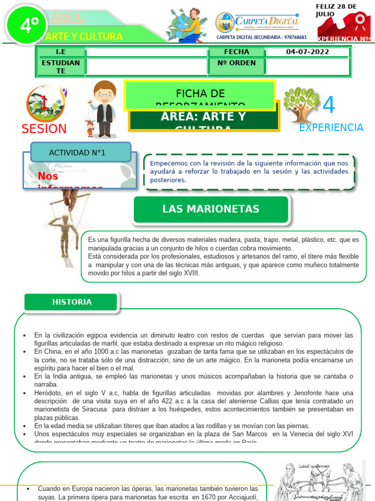 4º Ficha de Reforzamiento Sesion 1 - Semana 1 - Exp 04 - Arte y Cultura ...