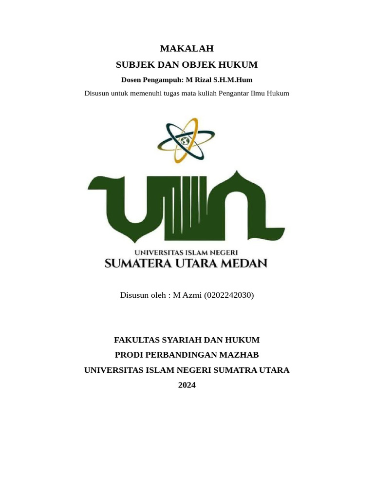 Subjek dan Objek Hukum: Definisi dan Perbedaan | PDF