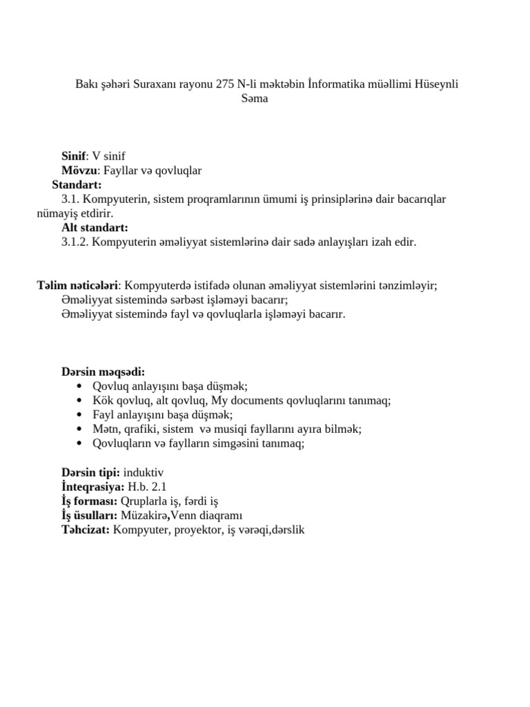 Huseynli Sema-Fayylar Va Qovluqlar | PDF