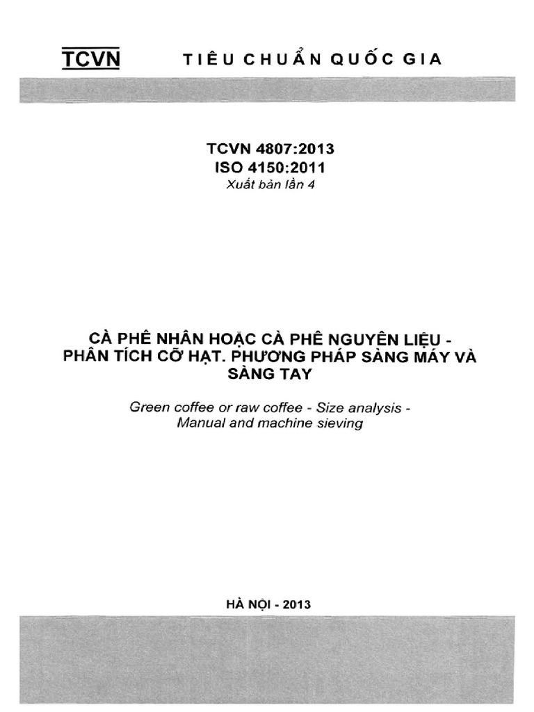 TCVN 4807 - 2013 ISO 4150 - 2011 Phân Tích C H T Cà Phê | PDF