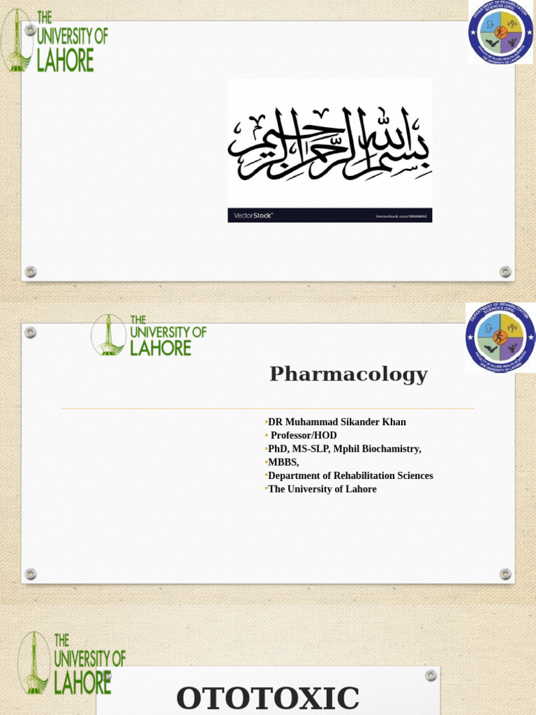 Ototoxic Drugs in Pharmacology | PDF | Medical Specialties | Health ...
