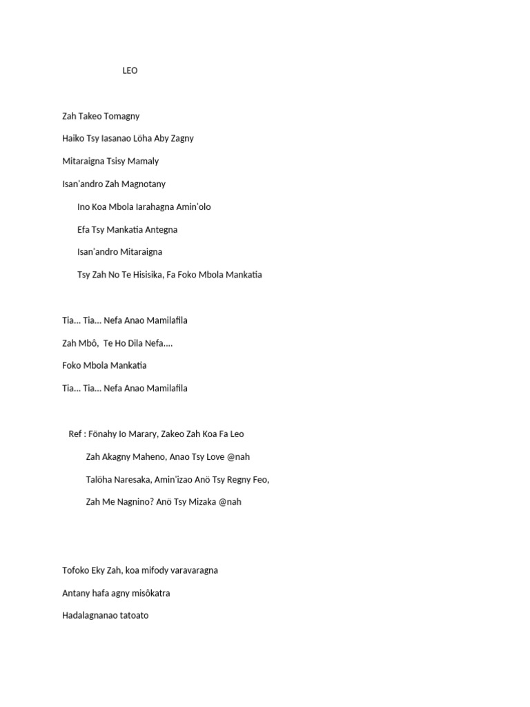 Anatal - Leo Lyrics Analysis | PDF