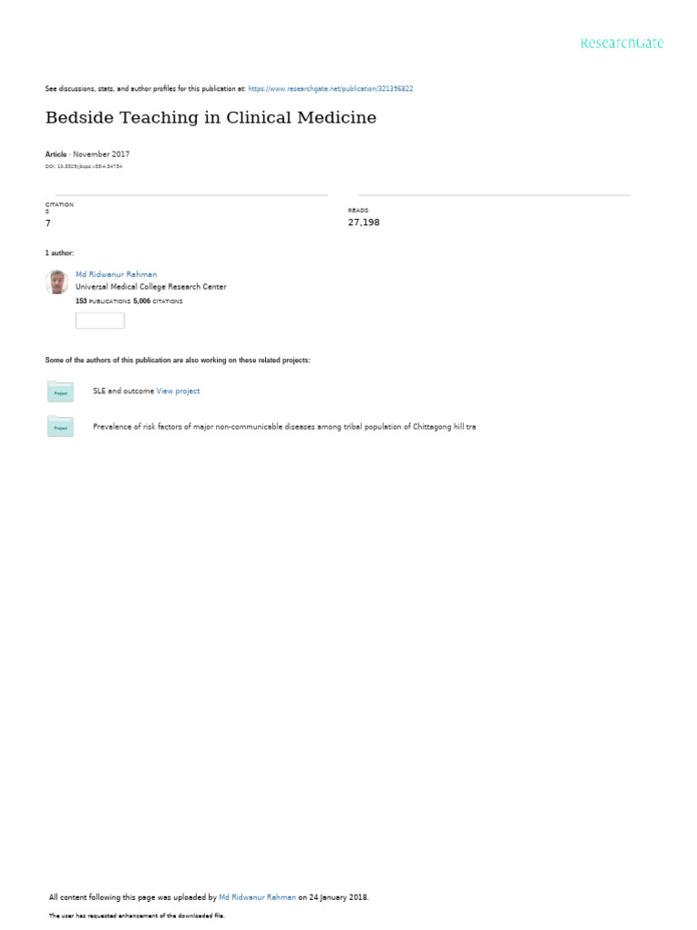 Bedside Teaching in Clinical Medicine | PDF | Medicine | Cognition