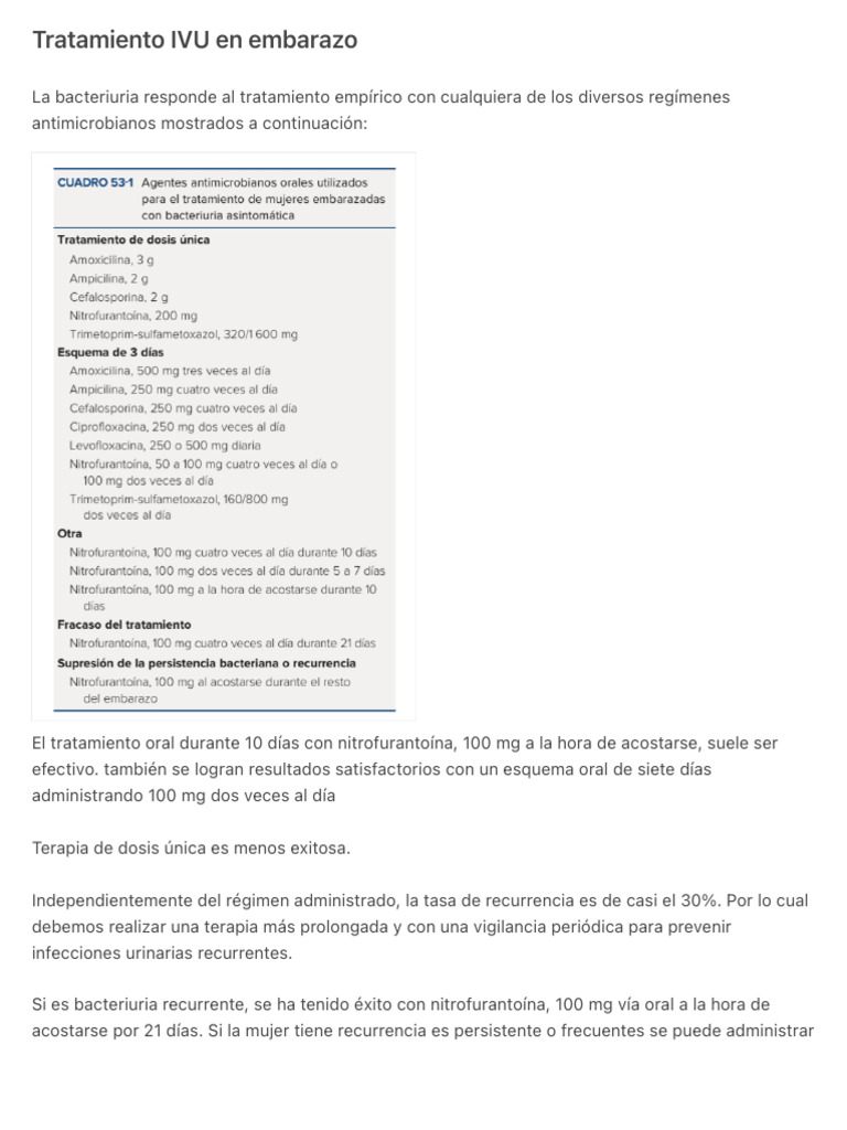 Tratamiento IVU en Embarazo | PDF | Infección del tracto urinario ...