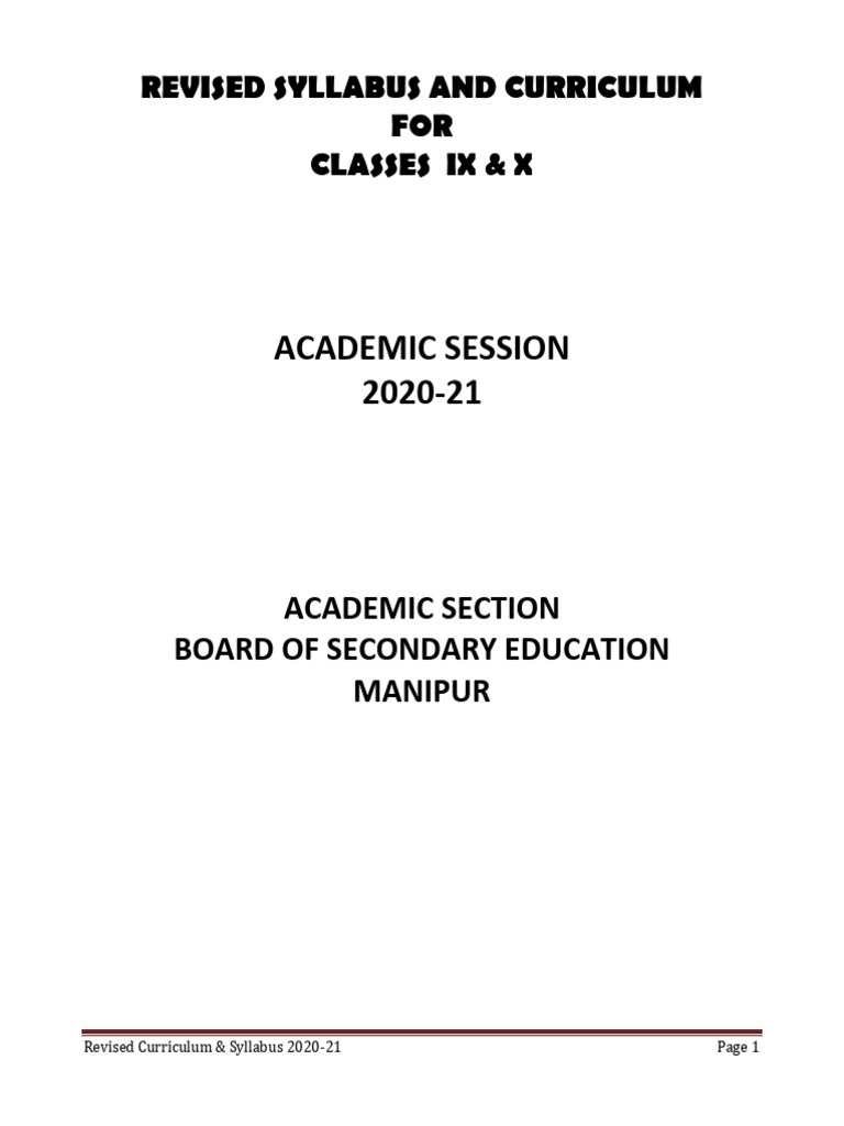 Revised Curriculum Syllabus Class 9 N 10 | PDF | Part Of Speech ...