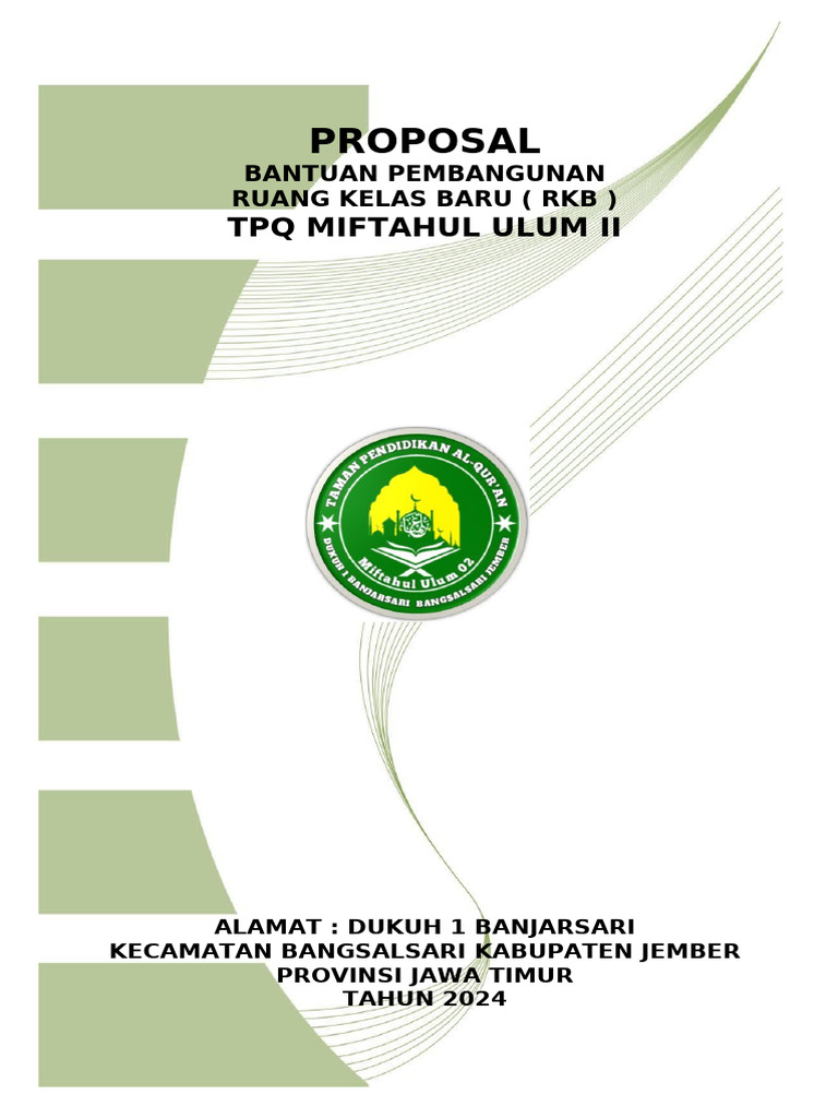 Proposal RKB - TPQ MIFTAHUL ULUM II | PDF