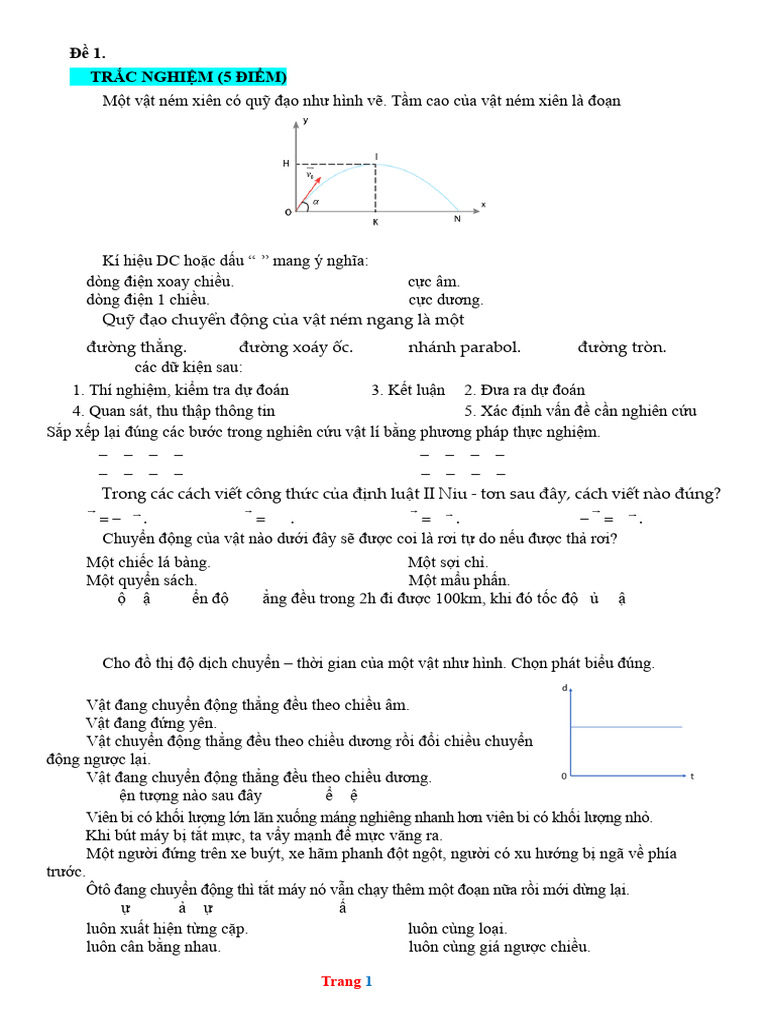 on-tập-lý-10-hk1 | PDF