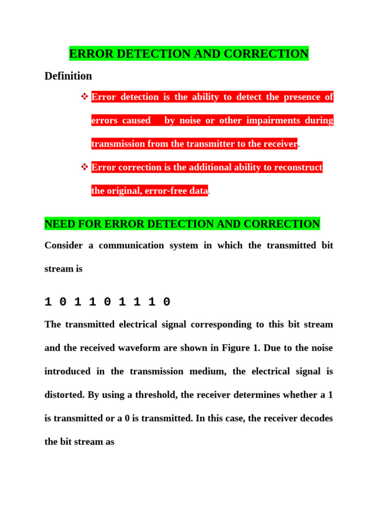 Error Detection And Correction Pdf Error Detection And Correction
