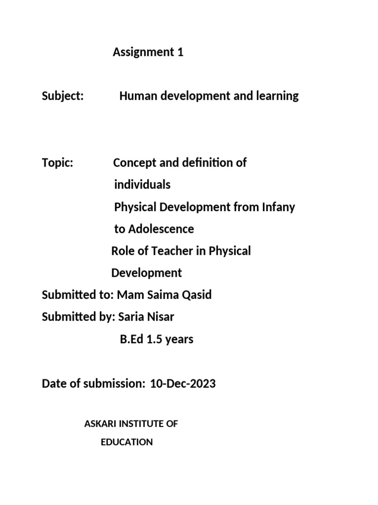 Human Development and Learning Assignment | PDF | Adolescence ...