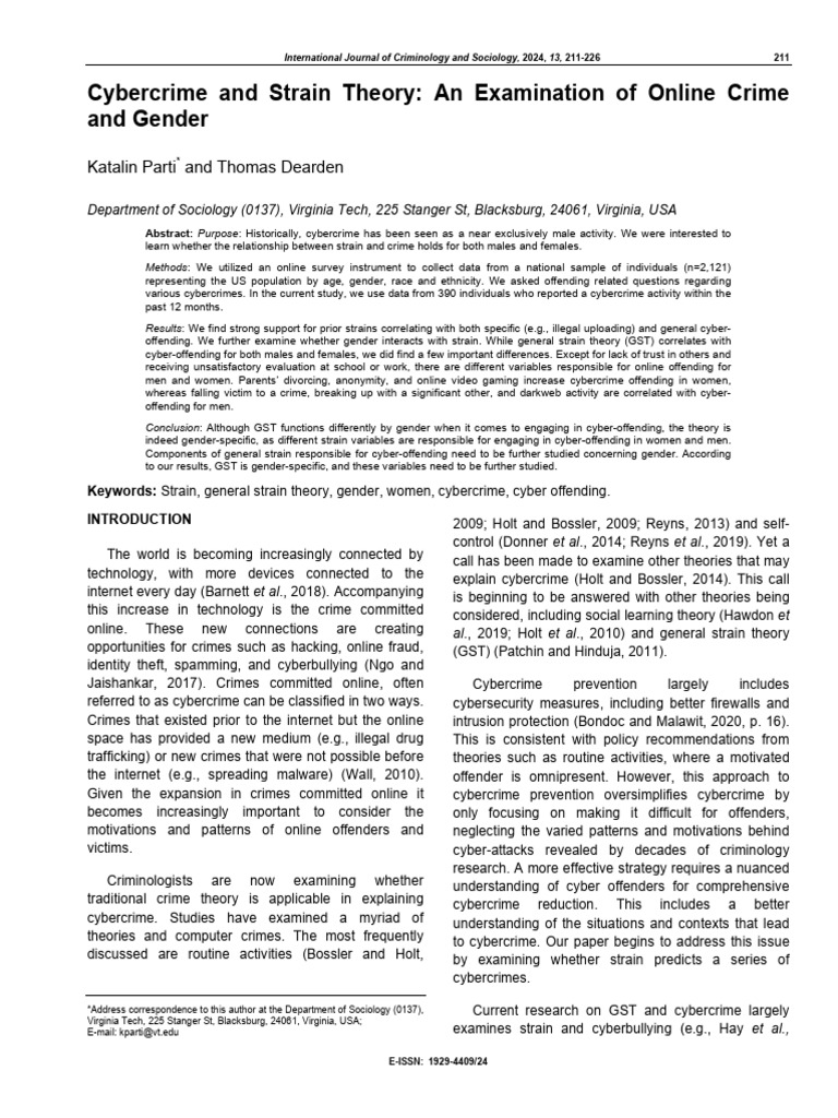 Cybercrime and Strain Theory An Examination of Onl | PDF | Crimes ...