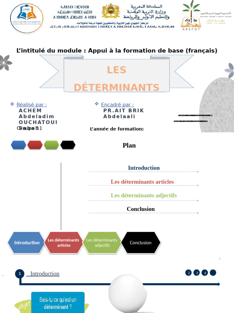 Les Déterminants Fm | PDF | Genre grammatical | Nombre grammatical