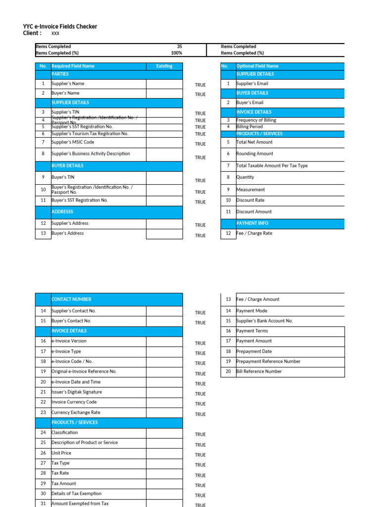 E-Invoice 55 Fields Checker | PDF | Invoice | Money