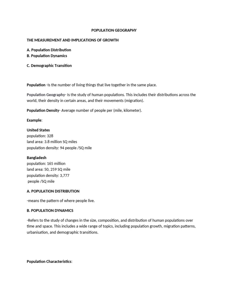 Population Geography | PDF