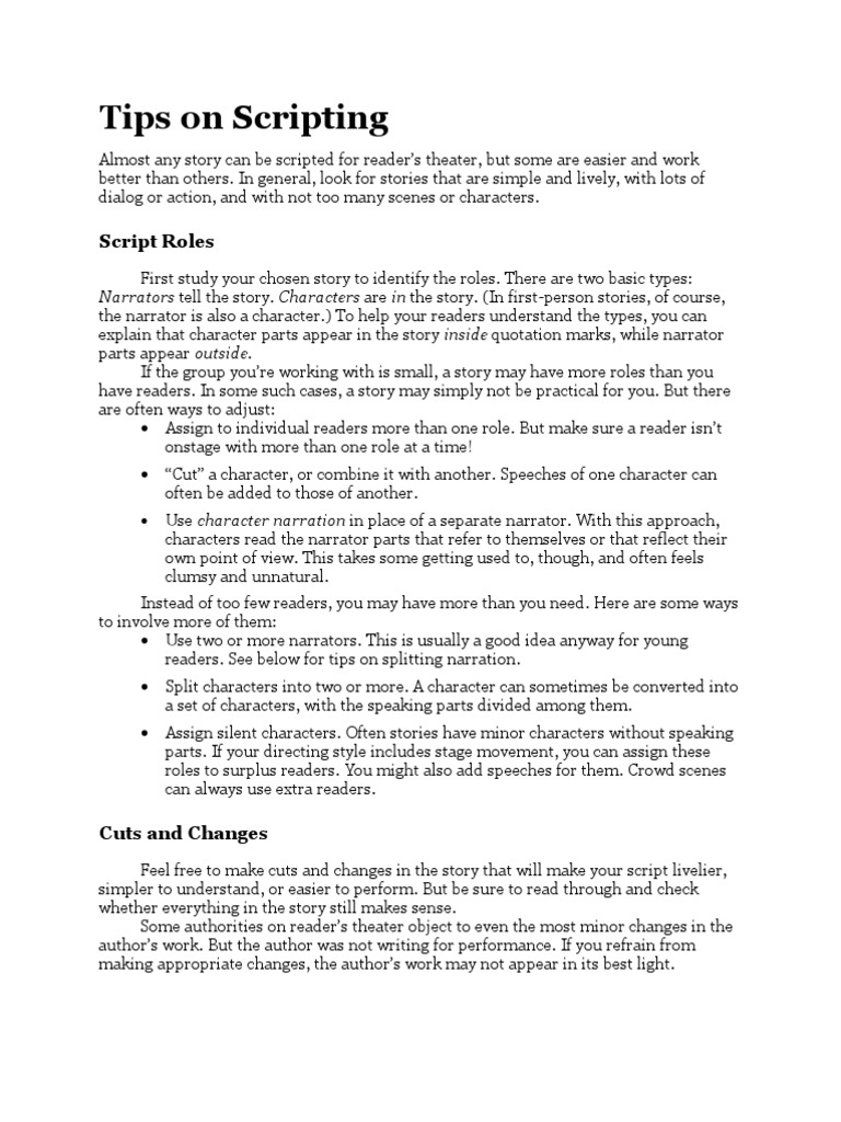 Script Tips | PDF | Narration | Paragraph