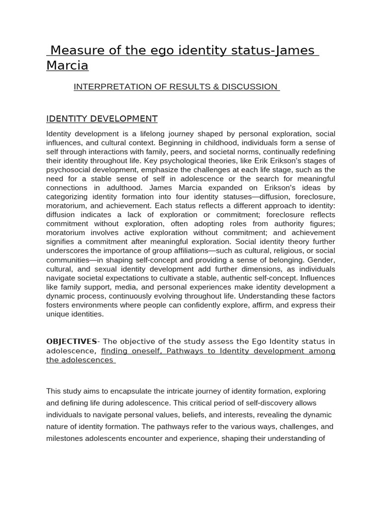 Measure of The Ego Identity Status | PDF | Identity (Social Science ...