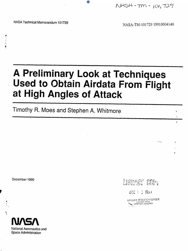 1990 - Moes - A Preliminary Look at Techniques Used To Obtain Airdata ...