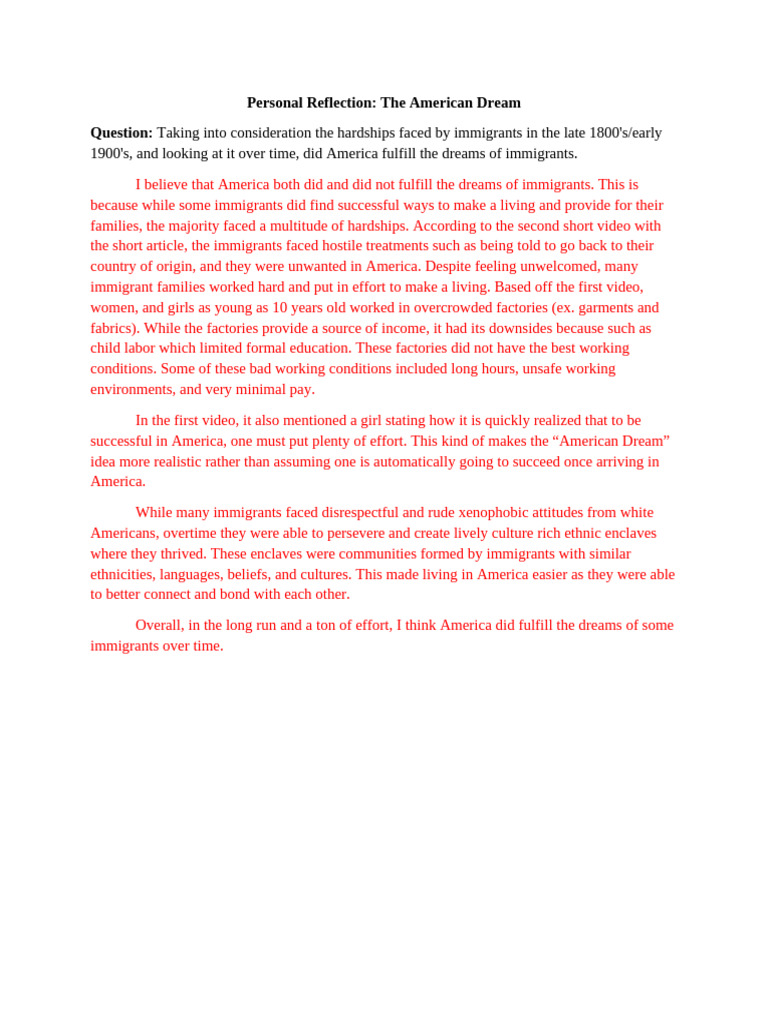 Immigrants and the American Dream | PDF