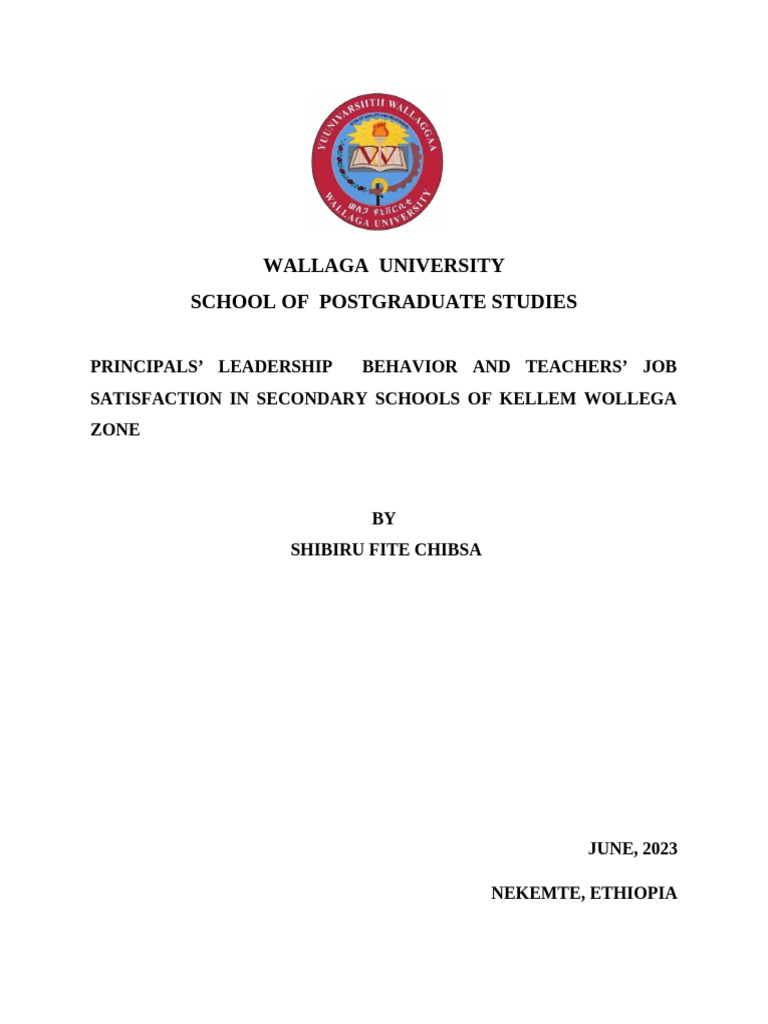 Shibiru Final Edited For Submition | PDF | Leadership | Job Satisfaction