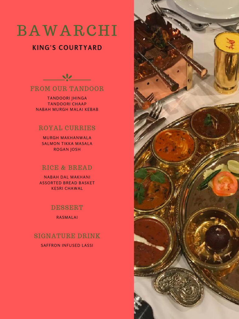 Bawarchi Rooftop Tasting Menu | PDF