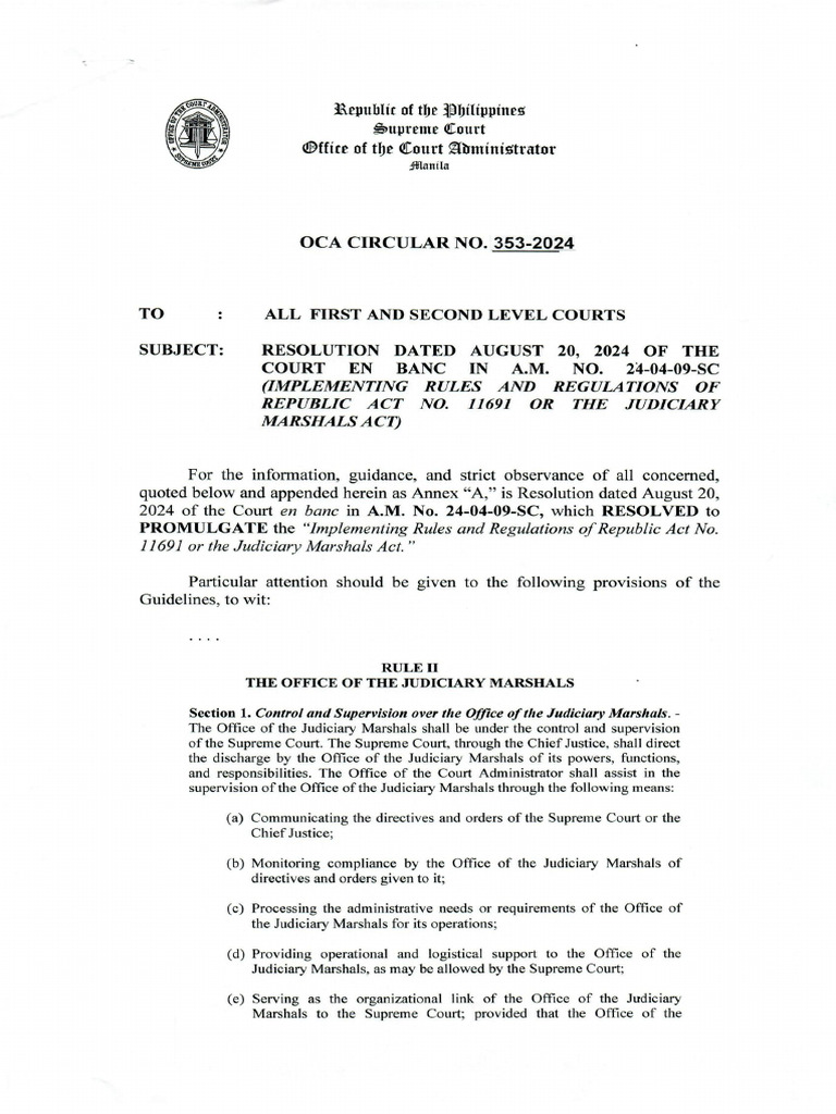 OCA Circular No. 353-2024 | PDF | Search Warrant | Search And Seizure