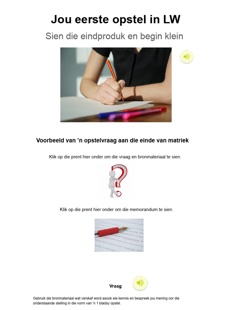 Hoe Om 'N Opstel in LW Te Skryf | PDF