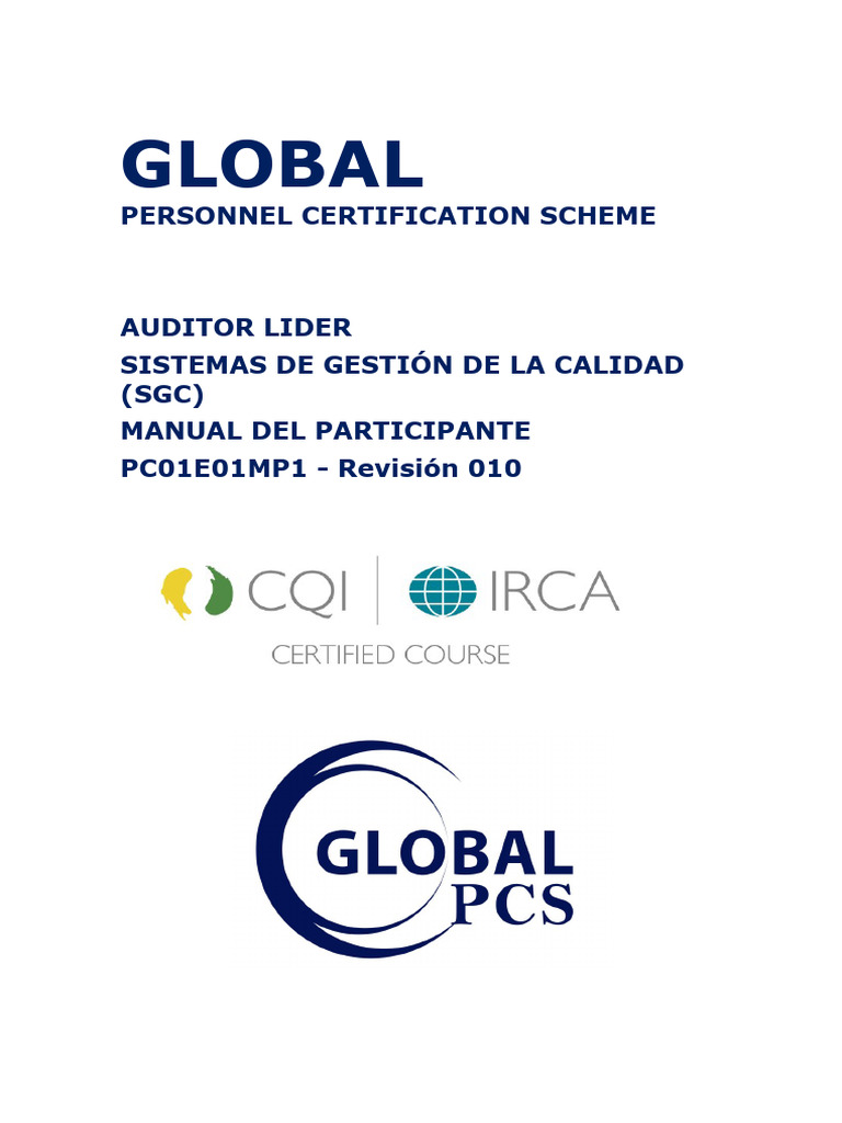 Manual Del Participante (PC01E01MP1 Rev10s) | PDF | Auditoría | Gestión ...