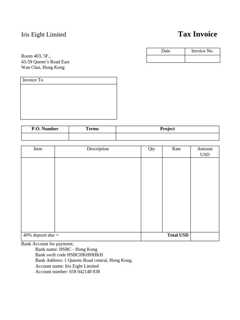Iris Eight Invoice TEMPLATE | PDF