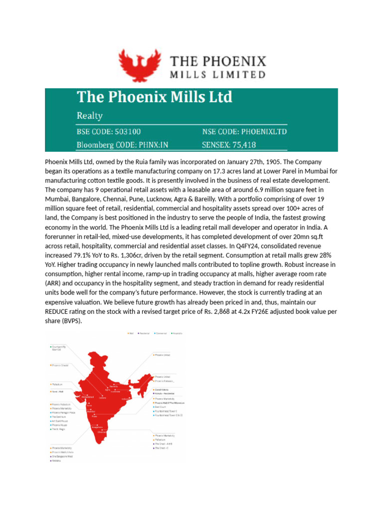 Phoenix Mills Ltd | PDF | Equity (Finance) | Investing