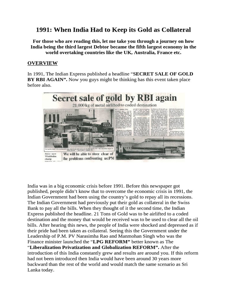 When India Had To Keep Its Gold As Collateral | PDF | Macroeconomics | Economies