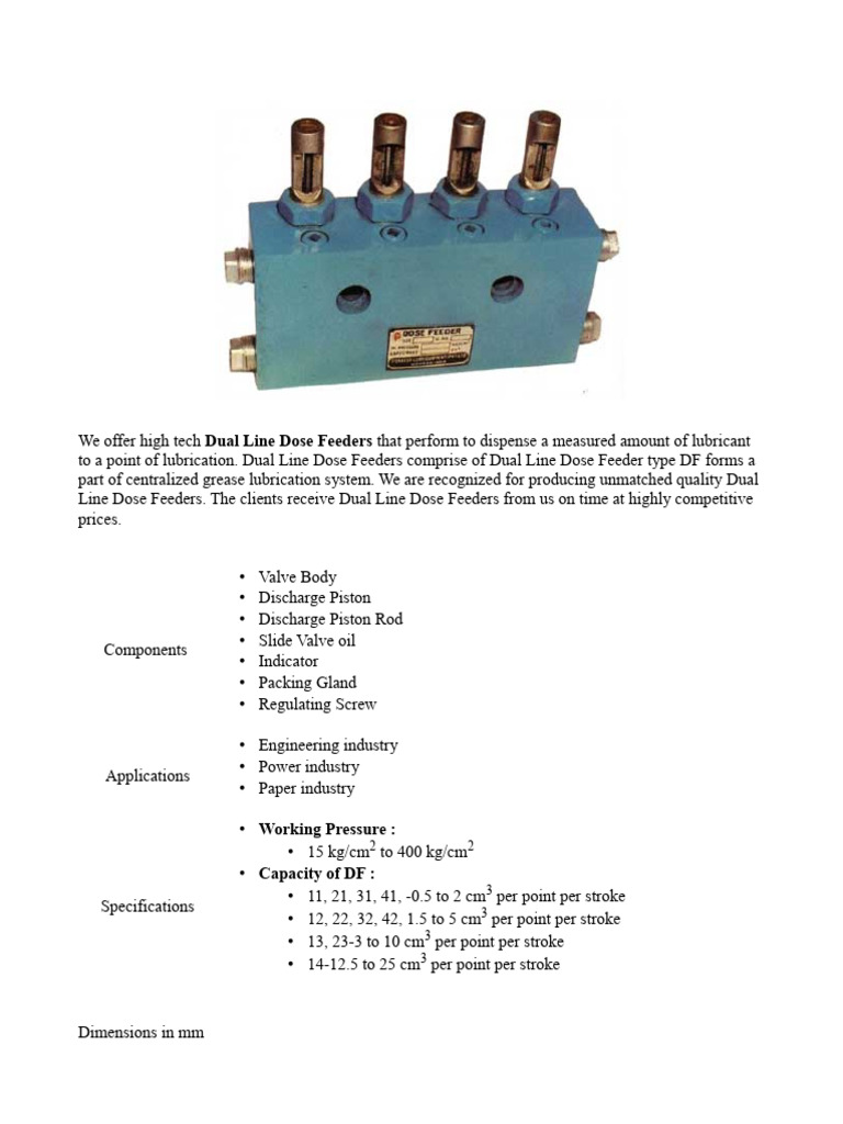 dual-line-dose-feeder | PDF | Mechanical Engineering | Engines