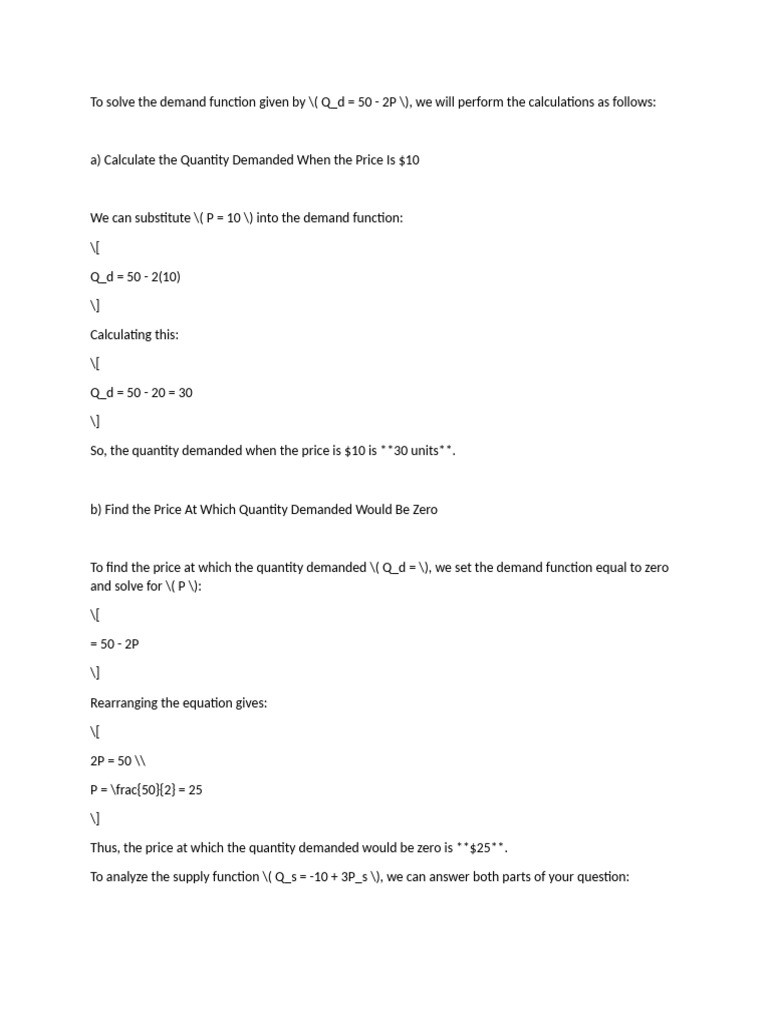 To Solve The Demand Function Given by | PDF | Demand | Elasticity ...